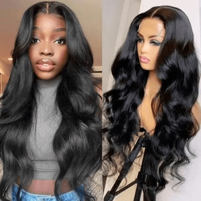 Beautyforever Natural Black Body Wave 4x4 lace Closure Wigs Human Hair ...