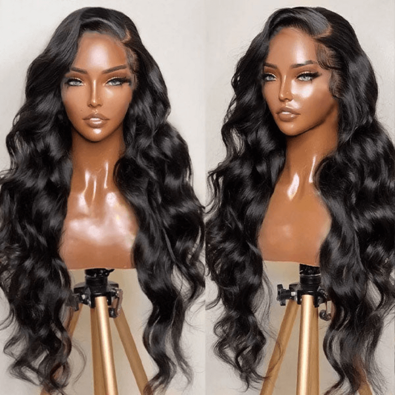 Beautyforever Natural Black Body Wave 4x4 lace Closure Wigs Human Hair ...