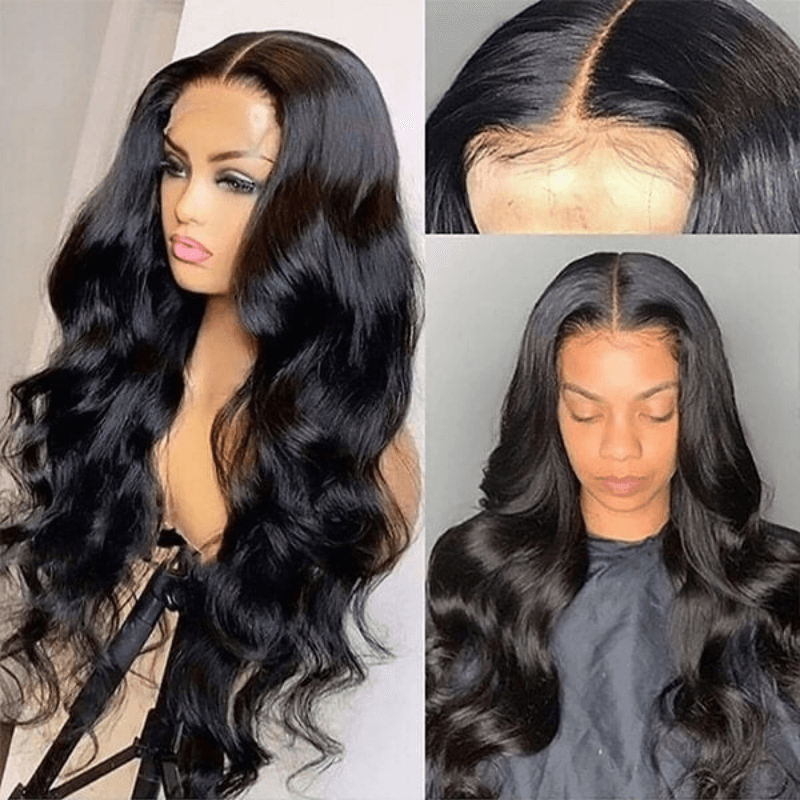 Beautyforever Natural Black Body Wave 4x4 lace Closure Wigs Human Hair ...