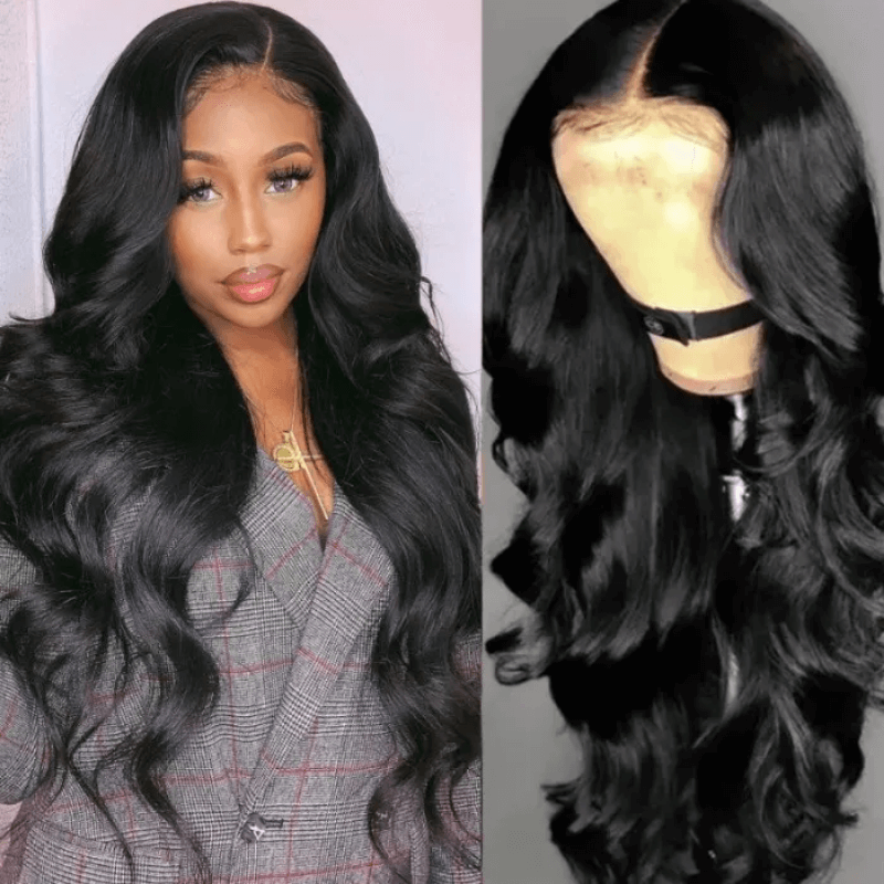 Beautyforever Natural Black Body Wave 4x4 lace Closure Wigs Human Hair ...