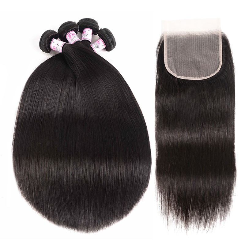 Beautyforever Malaysian Straight Weave Free Part 5x5 Transparent Lace ...
