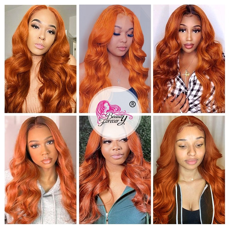 Beautyforever Cinnamon Hair Color 13x4 Colored Lace Front Wigs Body Wave Ginger Wigs With Baby Hair