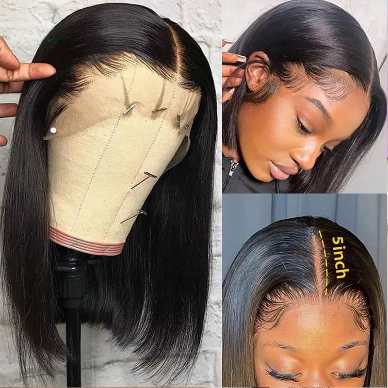 Beautyforever Short Straight T Part Bob Wig With Baby Hair Along The ...