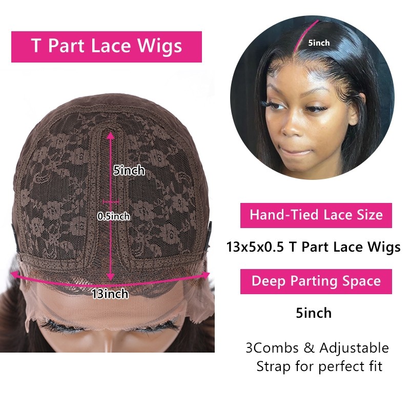 Beautyforever Short Straight T Part Bob Wig With Baby Hair Along The ...