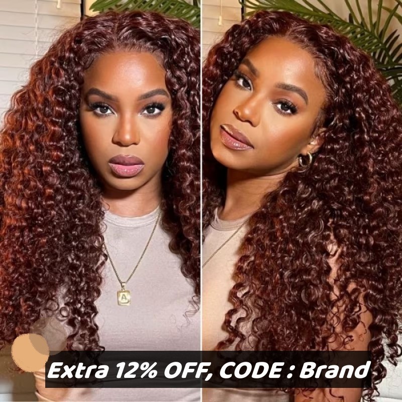 Beautyforever 33B Auburn Lace Front Wigs Kinky Curly 13x4 Lace Front Wigs Pre-plucked With Babyhair