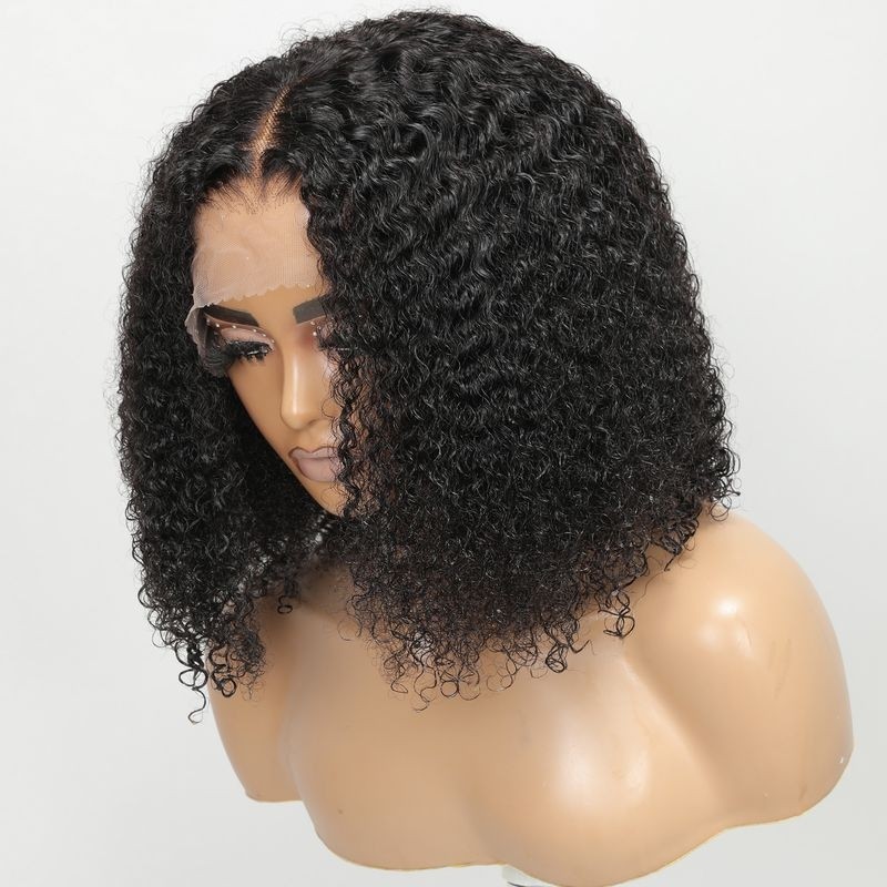 Beautyforever 13x4 Lace Front Natural Black Short Curly Bob Human Hair Wigs