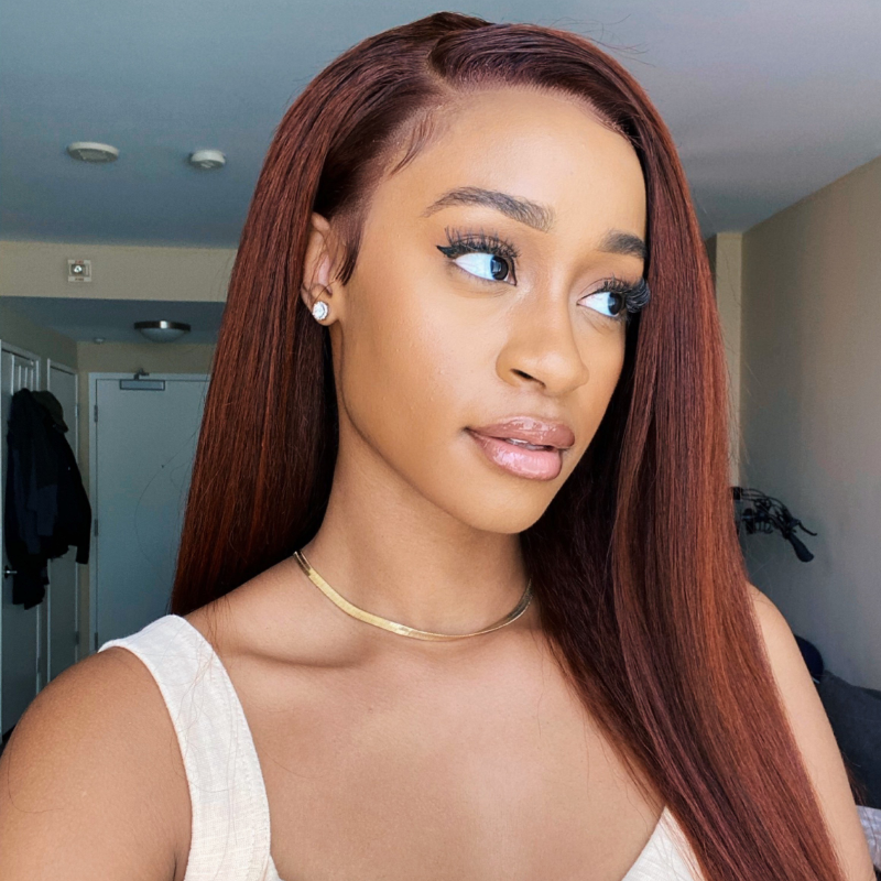 Beautyforever Natural 13x4 Kinky Straight Lace Front Wig 33B Color Human Hair Wig For Women