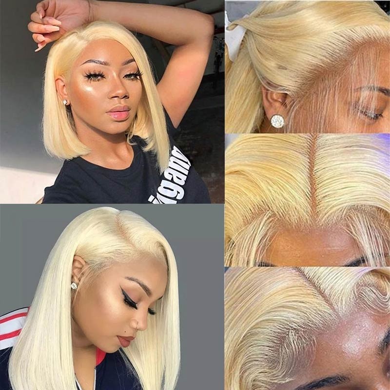 Beautyforever 613 Bob Wig Short Blonde Hair 4x4 Lace Closure Wigs ...