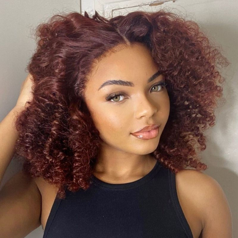 Beautyforever 33B Auburn Wig Afro kinky Curly 13x4 Lace Front Wigs With Baby Hair