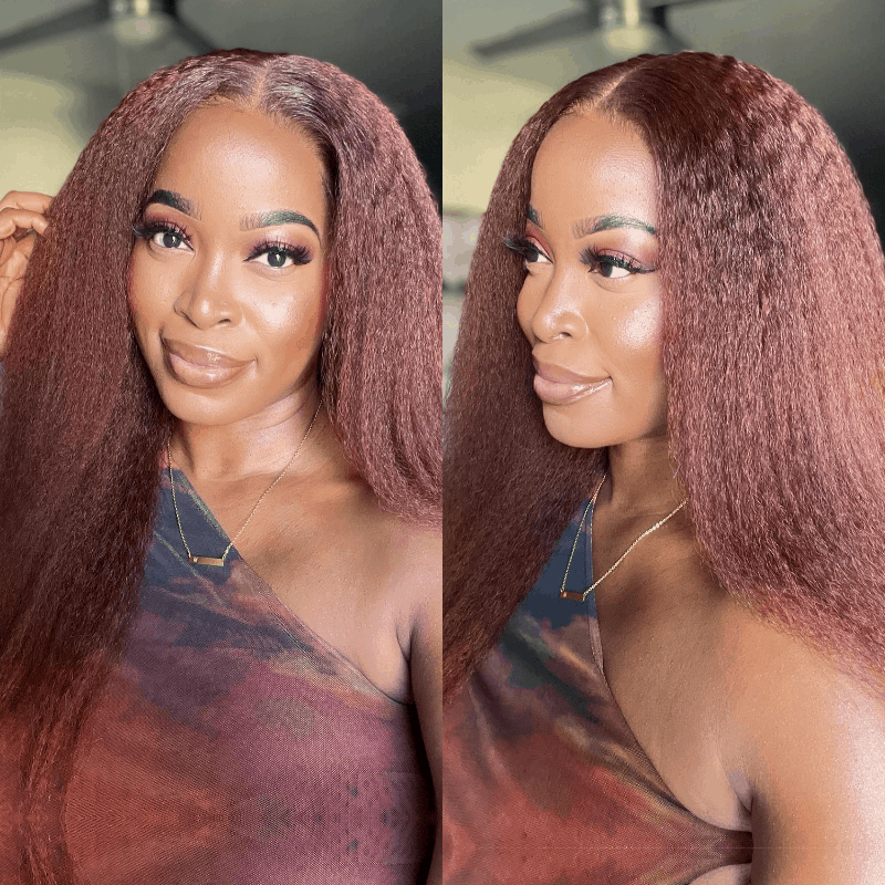 Beautyforever 13x4 Kinky Straight Lace Front Wigs 33B Color Human Hair Wig