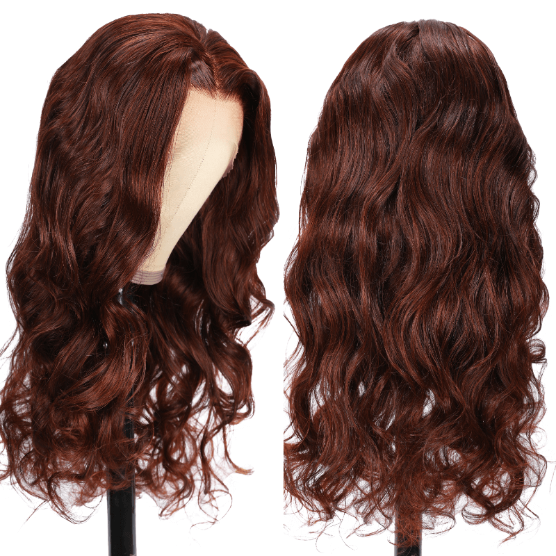 Beautyforever Great 5x5 HD Lace Closure Wigs Human Hair For 33B Dark Auburn Body Wave Hair