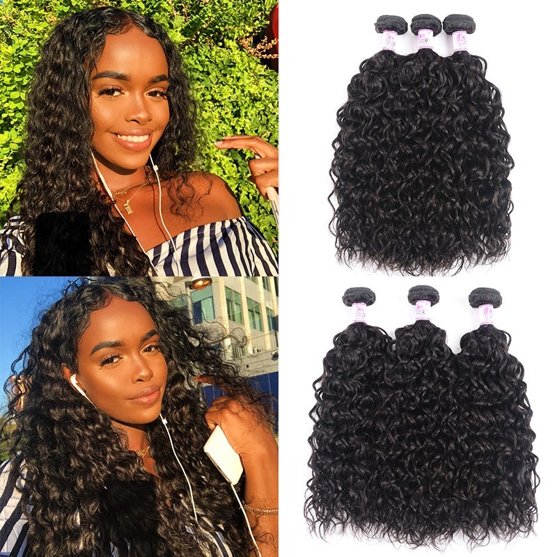 Beautyforever Brazilian Water Wave Human Hair 3 Bundles Natural Color