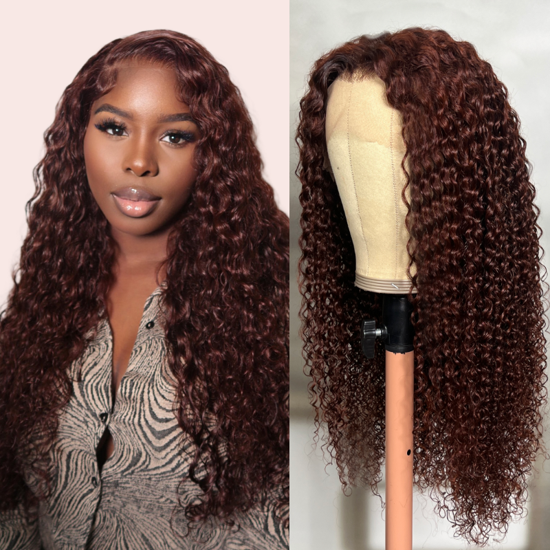 Beautyforever 33B Auburn Lace Front Wigs Kinky Curly 13x4 Lace Front Wigs Pre-plucked With Babyhair