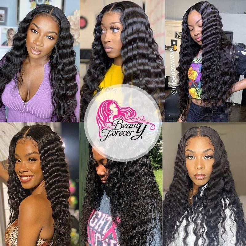 Beautyforever Invisible 5x5 HD Lace Closure With 3 Bundles Deep Wave Sew In