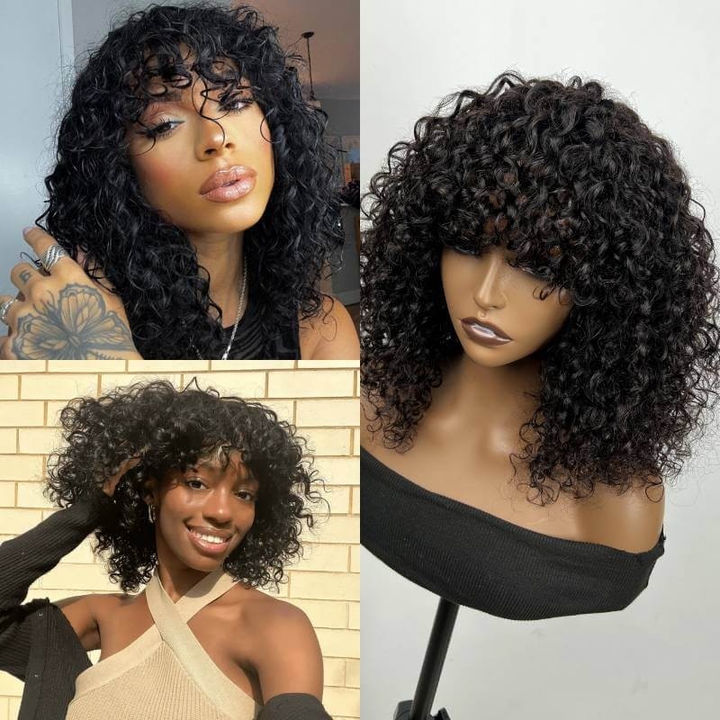 Beautyforever Affordable Machine Made Bouncy Curly Wigs Natural Black ...