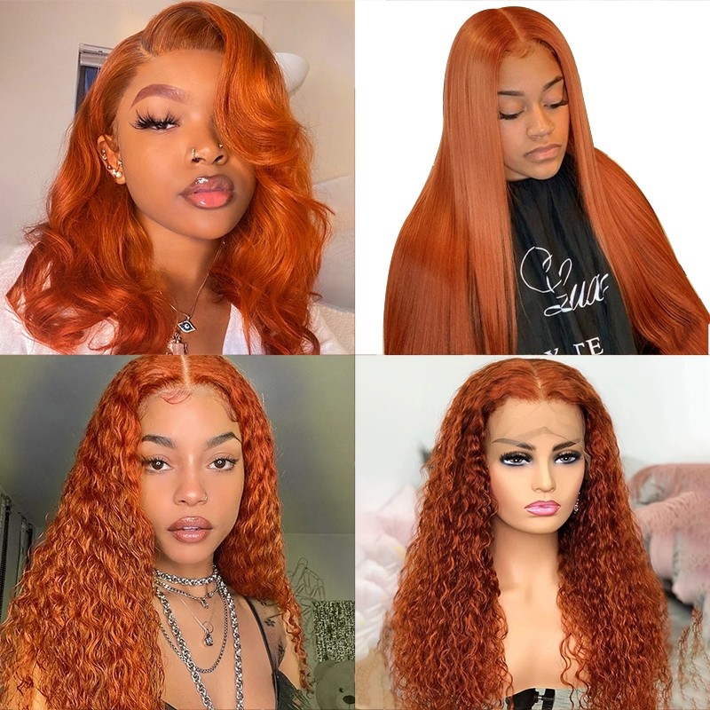 Beautyforever Ginger Hair Color T Part Wig Jerry Curly Human Hair Wavy Wig Lace Wig