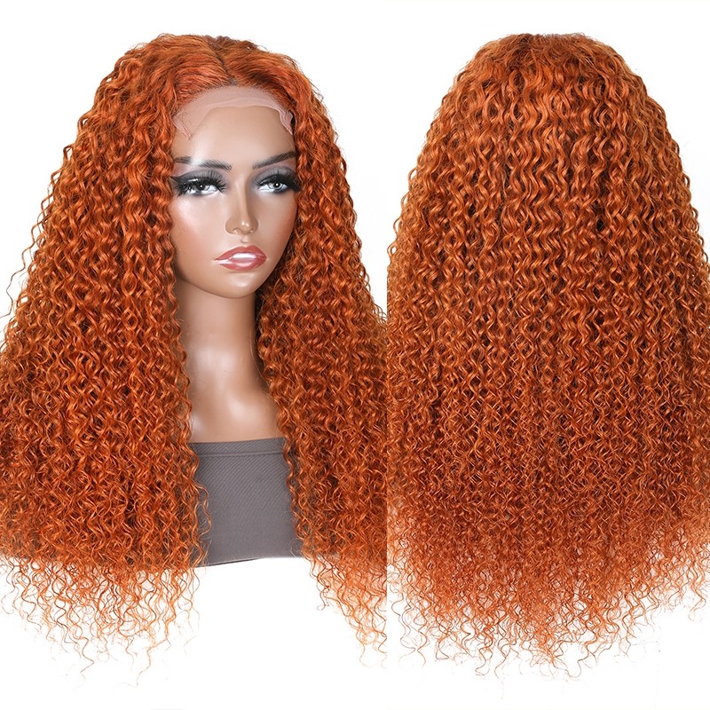 Beautyforever Ginger Hair Color T Part Wig Jerry Curly Human Hair Wavy Wig Lace Wig