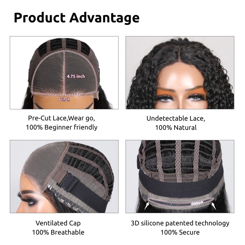 Beautyforever Water Wave Wear Go 6x4.75 Pre Cut Transparent Lace ...