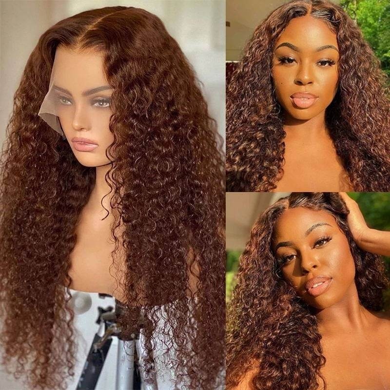 Beautyforever 33B Auburn Lace Front Wigs Kinky Curly 13x4 Lace Front Wigs Pre-plucked With Babyhair