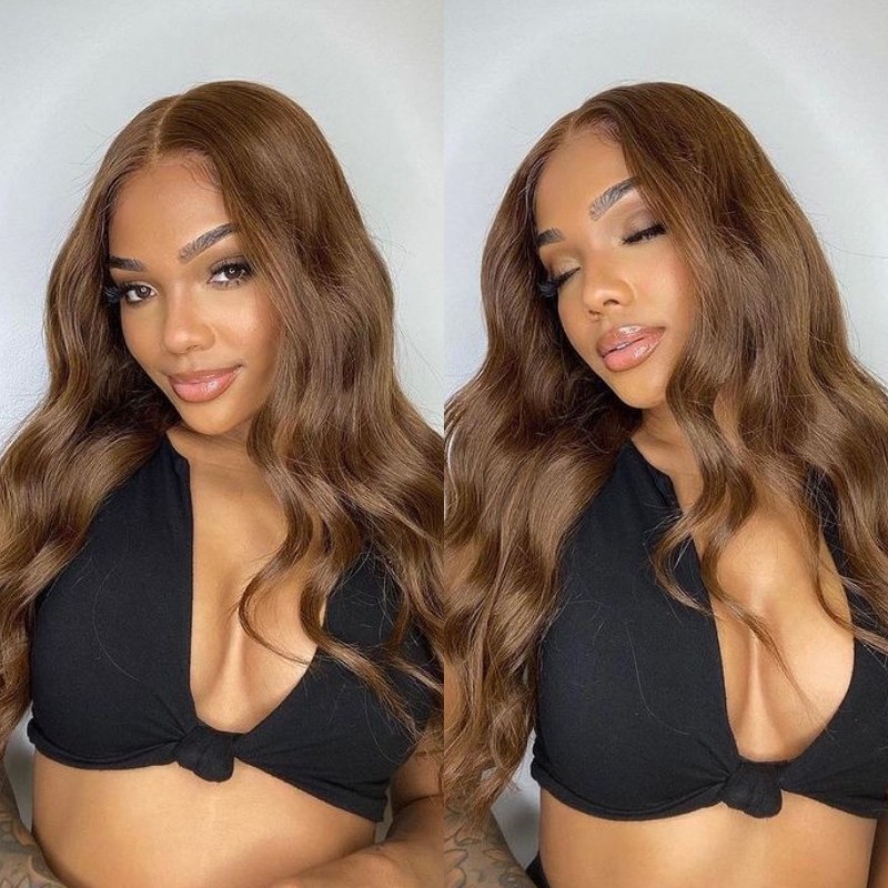 Beautyforever Chestnut Brown Body Wave 13x4 Lace Front Wig Human Hair Light Brown Color Wig
