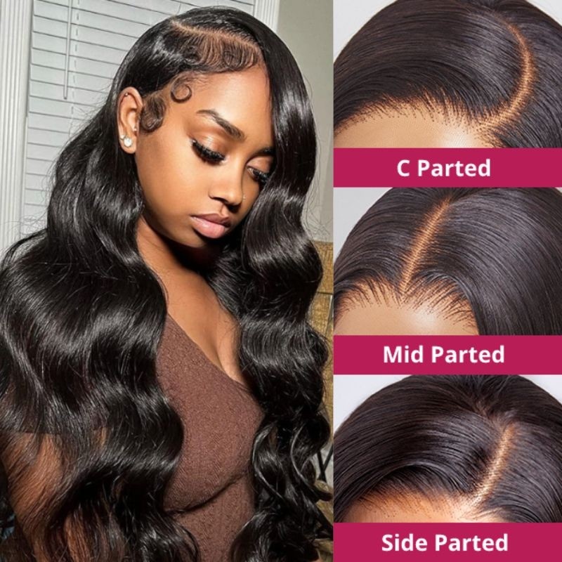 Beautyforever Natural Black Body Wave 4x4 and 6x4.75 Pre Cut Lace Closure Glueless Wigs Human ...