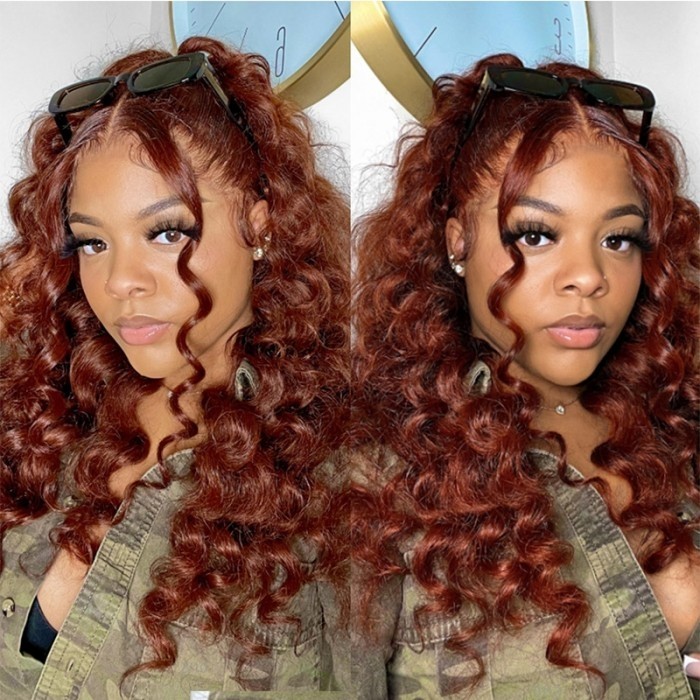 Beautyforever Reddish Brown Water Wave 13x4 Lace Front Wig Human Hair Wigs Pre Plucked With Baby ...