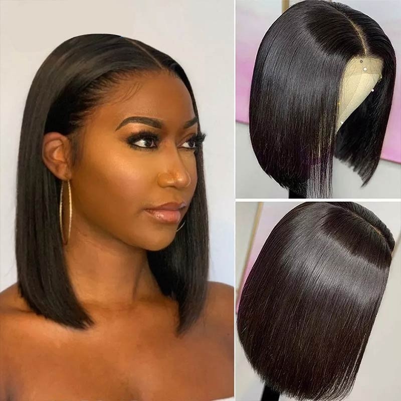 Beautyforever Short Straight T Part Bob Wig With Baby Hair Along The ...