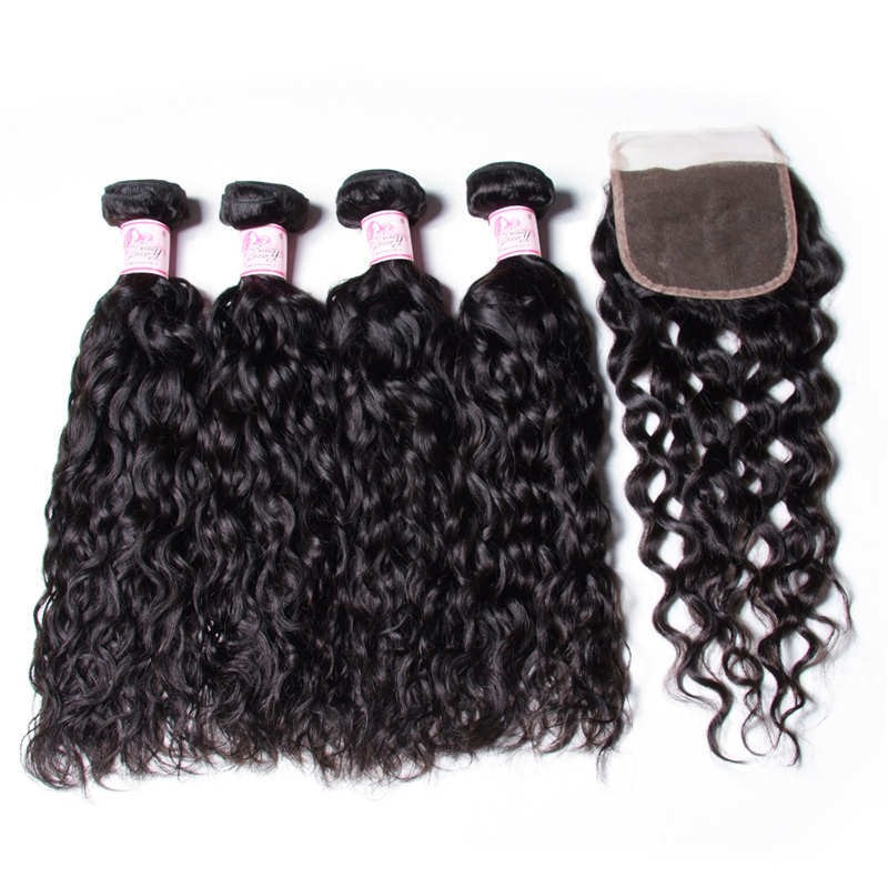 Beautyforever Peruvian Water Wave Weave 4 Bundles With Closure Virgin Hair