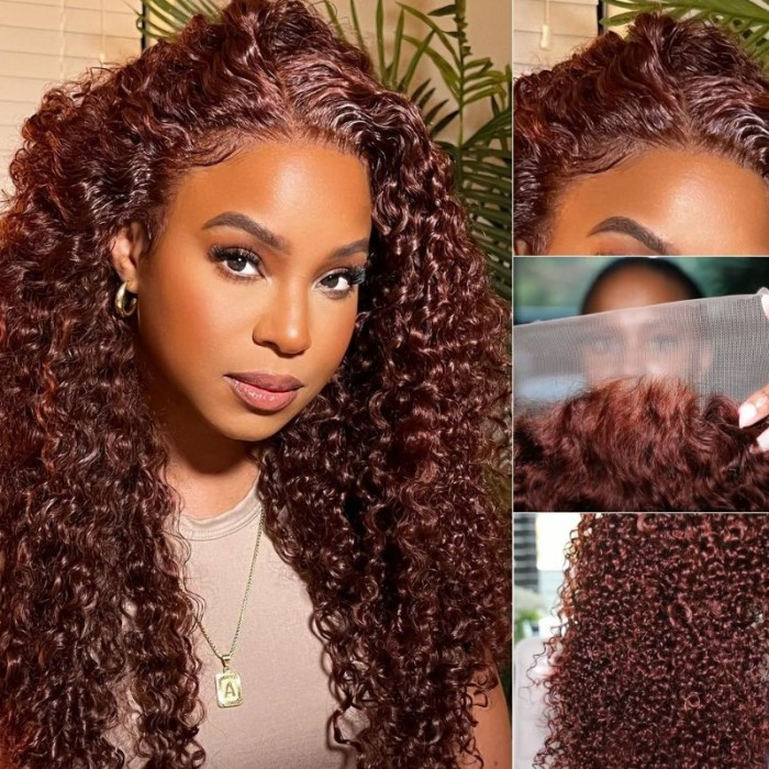 Beautyforever Brownish Red Color Jerry Curly Hair 13x4 Colored Lace ...