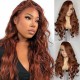 Beautyforever Pre-plucked 13x4 Lace Front Wigs 33B Color Wig Body Wave Dark Auburn Human Hair ...