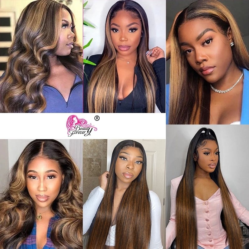 Beautyforever 13x4 Lace Front Wigs With Baby Hair Balayage Brown Body Wave Glueless Human Hair Wigs