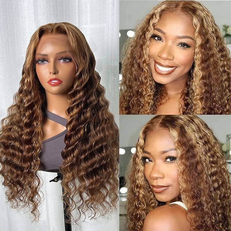 Beautyforever Honey Blonde Water Wave Highlight 13x4 Lace Front Wigs ...