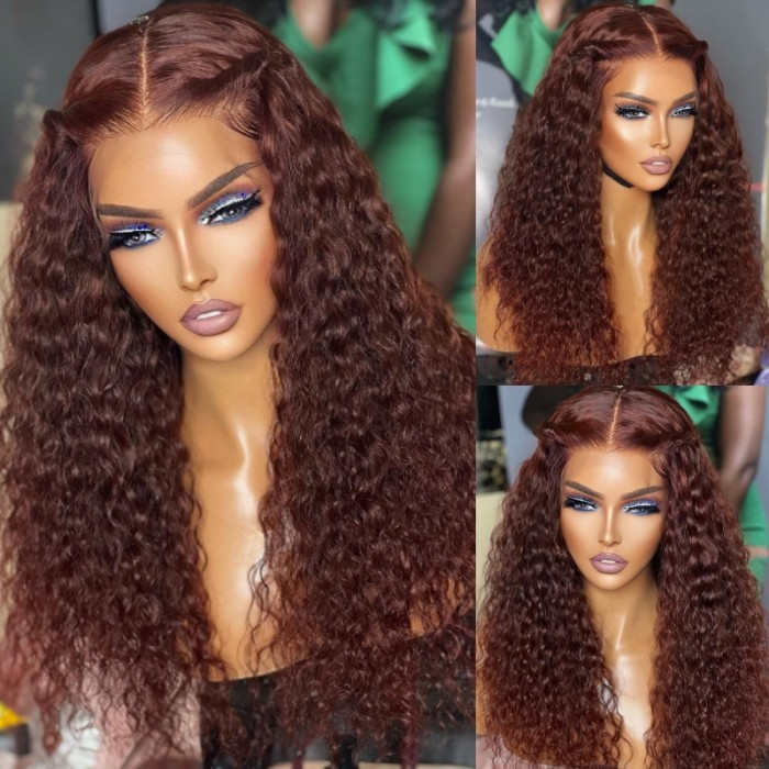 Beautyforever Brownish Red Color Jerry Curly Hair 13x4 Colored Lace ...