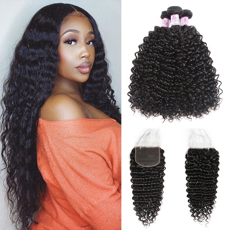 Beautyforever Invisible 5x5 HD Lace Closure With 3 Bundles Deep Wave Sew In