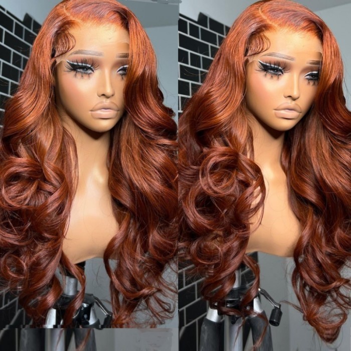 Beautyforever Body Wave Copper Brown Wig 13x4 Lace Front Wig Human Hair Wigs Pre-plucked With ...