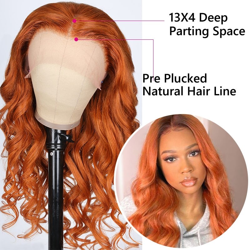 Beautyforever Cinnamon Hair Color 13x4 Colored Lace Front Wigs Body Wave Ginger Wigs With Baby Hair