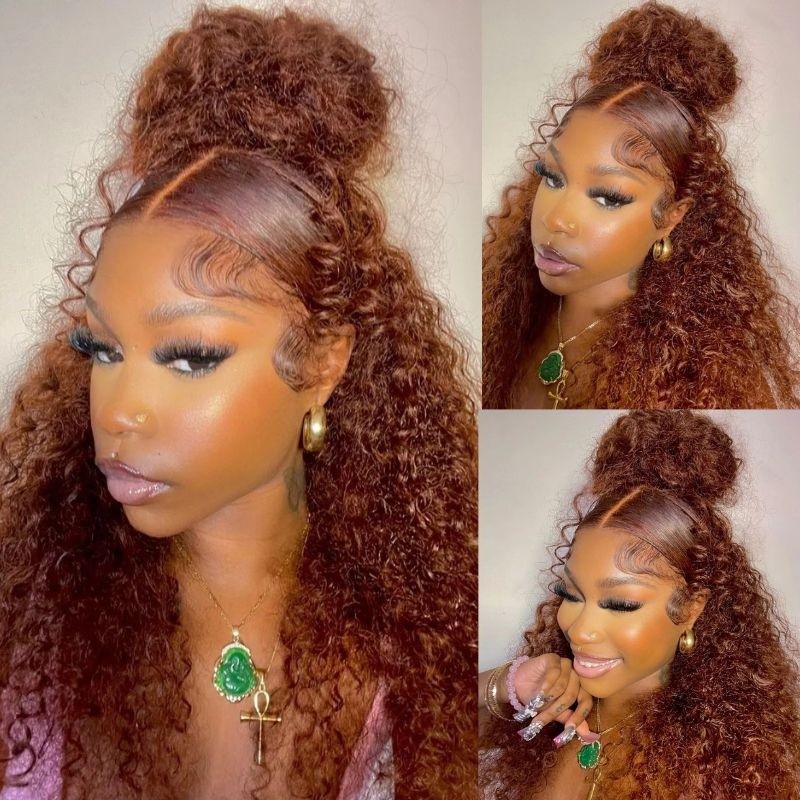Beautyforever Glueless 33B Auburn Wig Jerry Curly Body Wave 6x4.75 / 4x4 Pre Cut Lace Closure ...