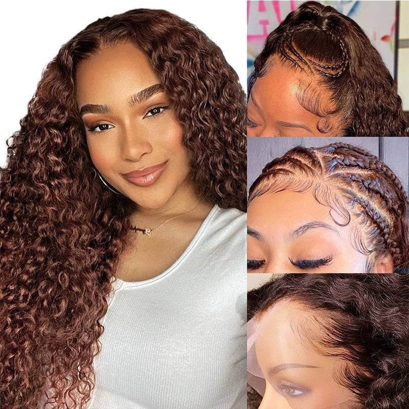 Beautyforever 33B Auburn Lace Front Wigs Kinky Curly 13x4 Lace Front Wigs Pre-plucked With Babyhair