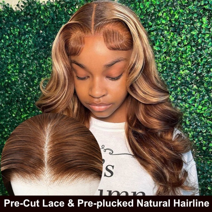 Beautyforever Highlight Blonde Body Wave 6x4.75 Pre Cut Lace Human Hair ...