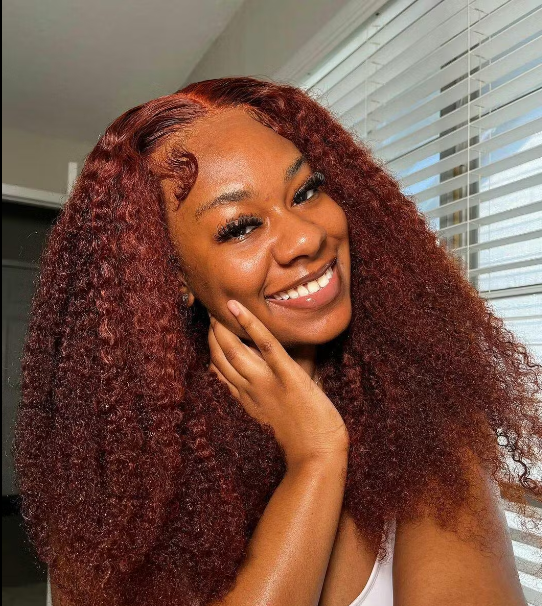 Beautyforever 33B Auburn Lace Front Wigs Kinky Curly 13x4 Lace Front Wigs Pre-plucked With Babyhair